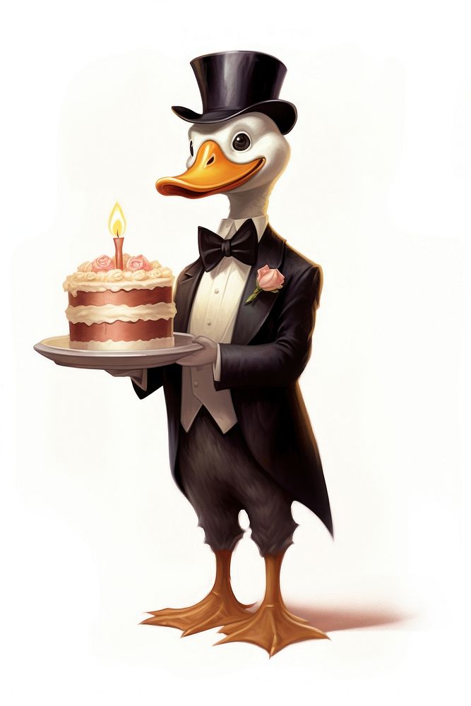 happy cartoon goose cake dessert | Free Photo Illustration - rawpixel