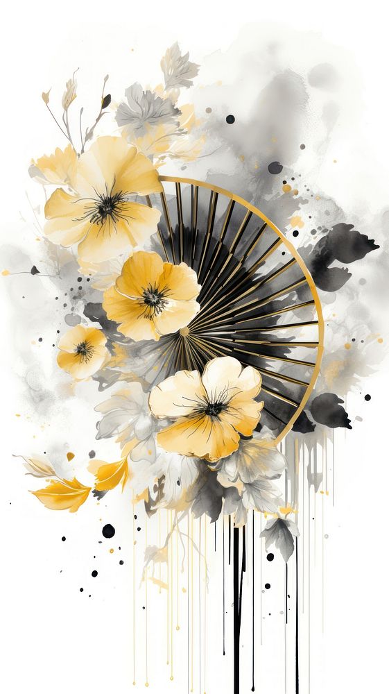 Chinese fan flower outdoors painting | Premium Photo Illustration ...