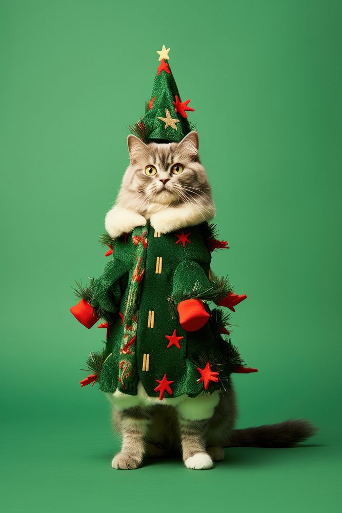 Cat Christmas tree costume. AI | Free Photo - rawpixel