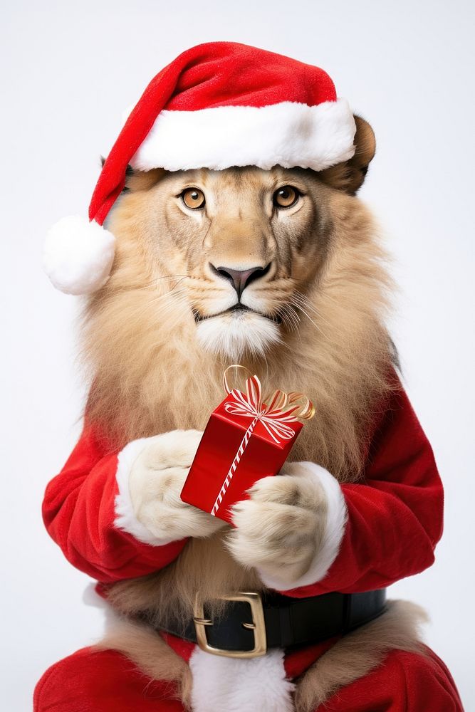 Lion christmas portrait mammal | Free Photo - rawpixel