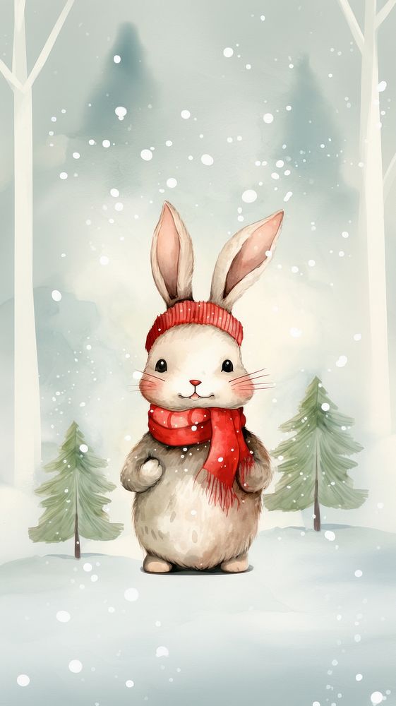 Rabbit character christmas snowman winter. | Premium Photo Illustration ...