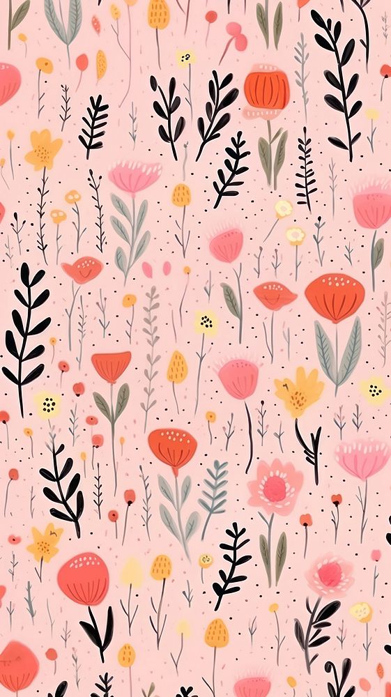 Floral field pattern backgrounds pink. | Premium Photo Illustration ...