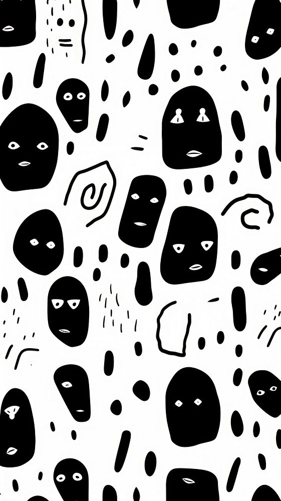 People face pattern drawing sketch. | Free Photo Illustration - rawpixel