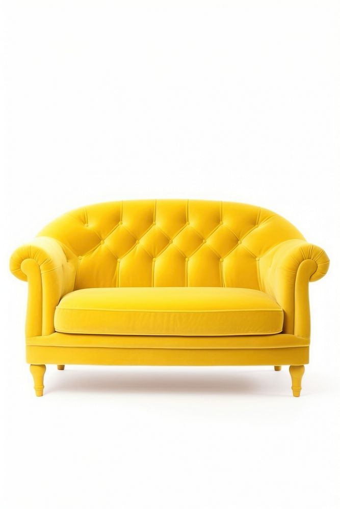Yellow loveseat sofa furniture white | Premium Photo - rawpixel