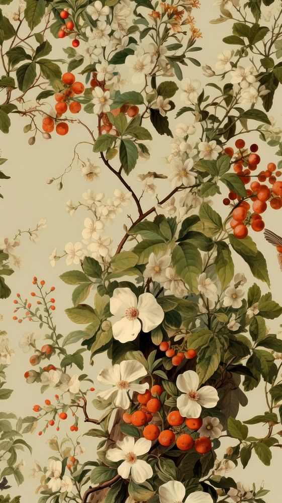 Botanical aesthetic wallpaper pattern flower. | Free Photo Illustration ...