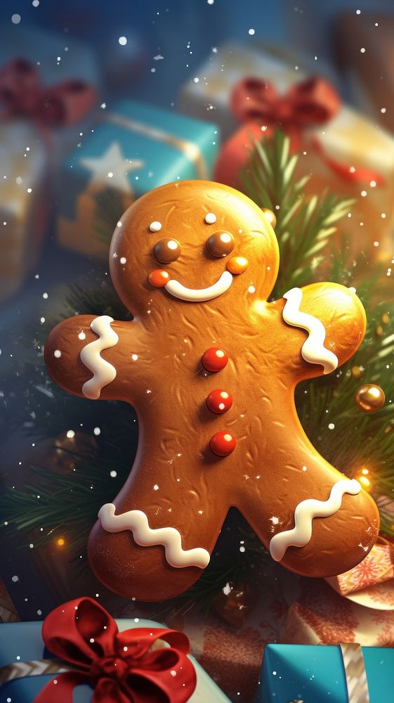 Christmas gingerbread man cookie food | Premium Photo Illustration ...