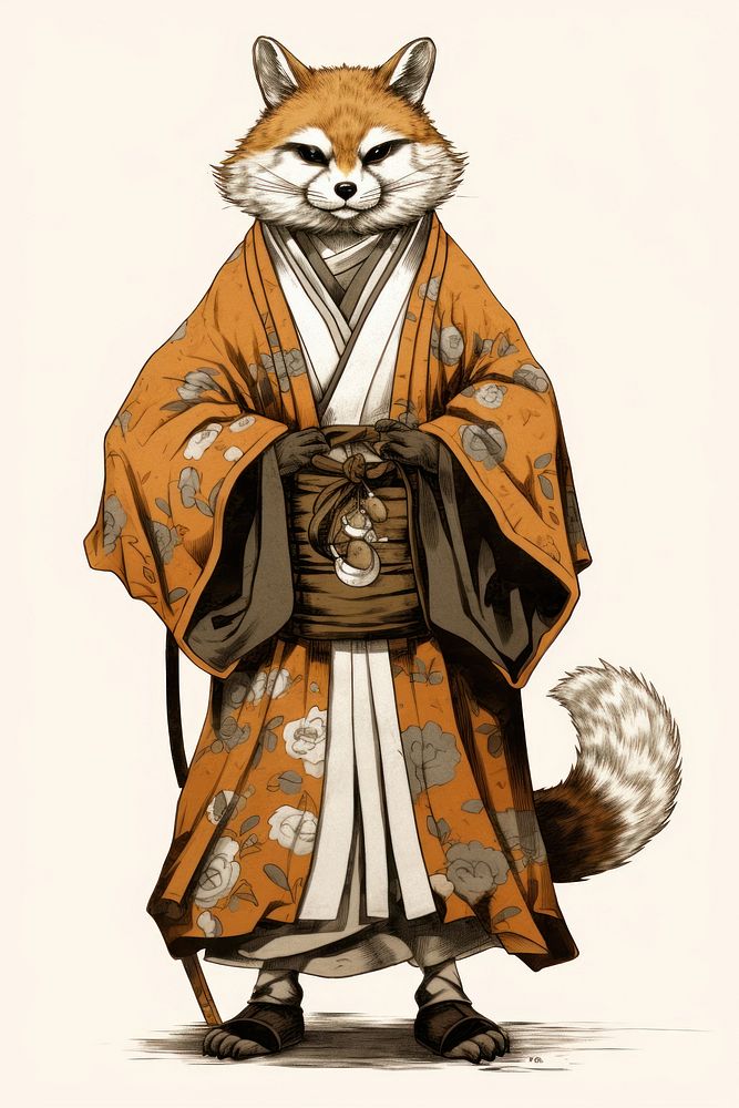 Edo era monk fox mammal | Free Photo Illustration - rawpixel