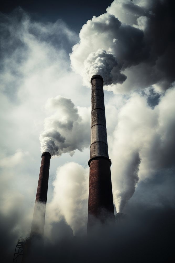 Smoke stacks pouring smoke architecture | Free Photo - rawpixel