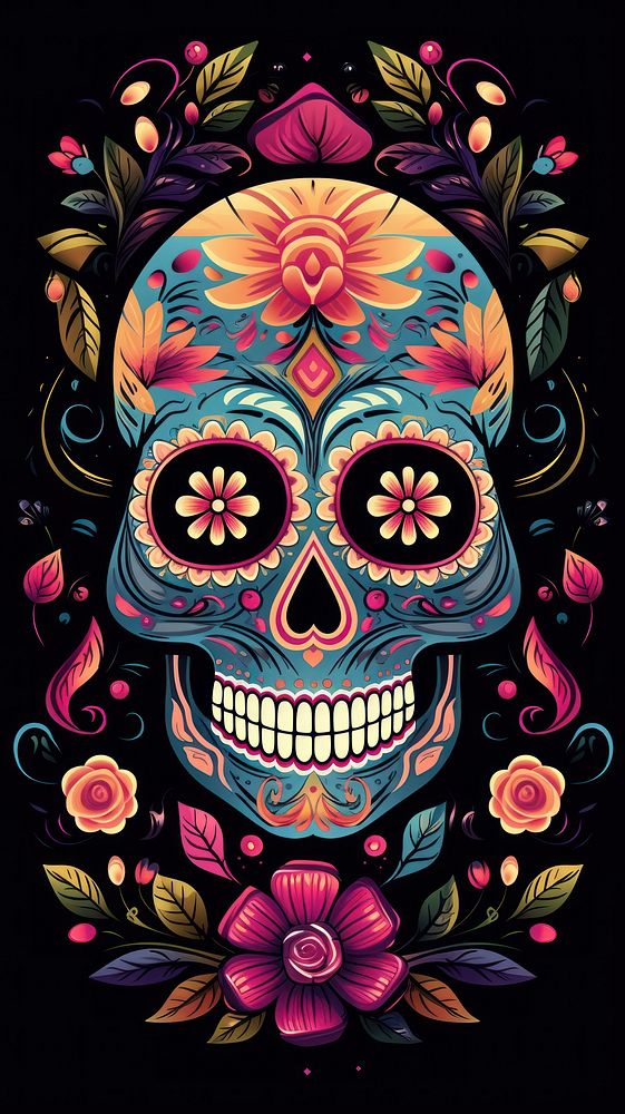 sugar skull background pattern art | Free Photo Illustration - rawpixel