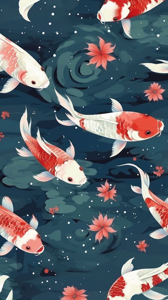Koi fish backgrounds pattern animal. | Free Photo Illustration - rawpixel