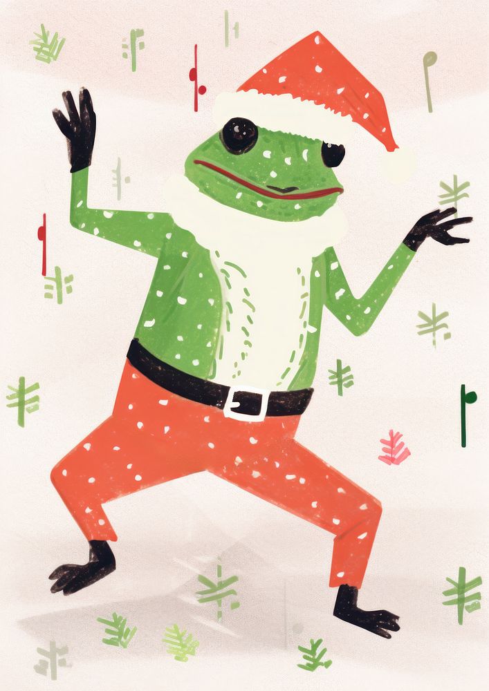 Frog celebrating Christmas art christmas | Free Photo Illustration ...