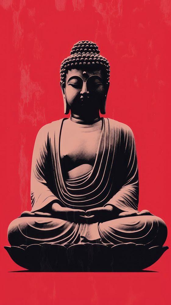 Statue buddha art red. | Premium Photo Illustration - rawpixel