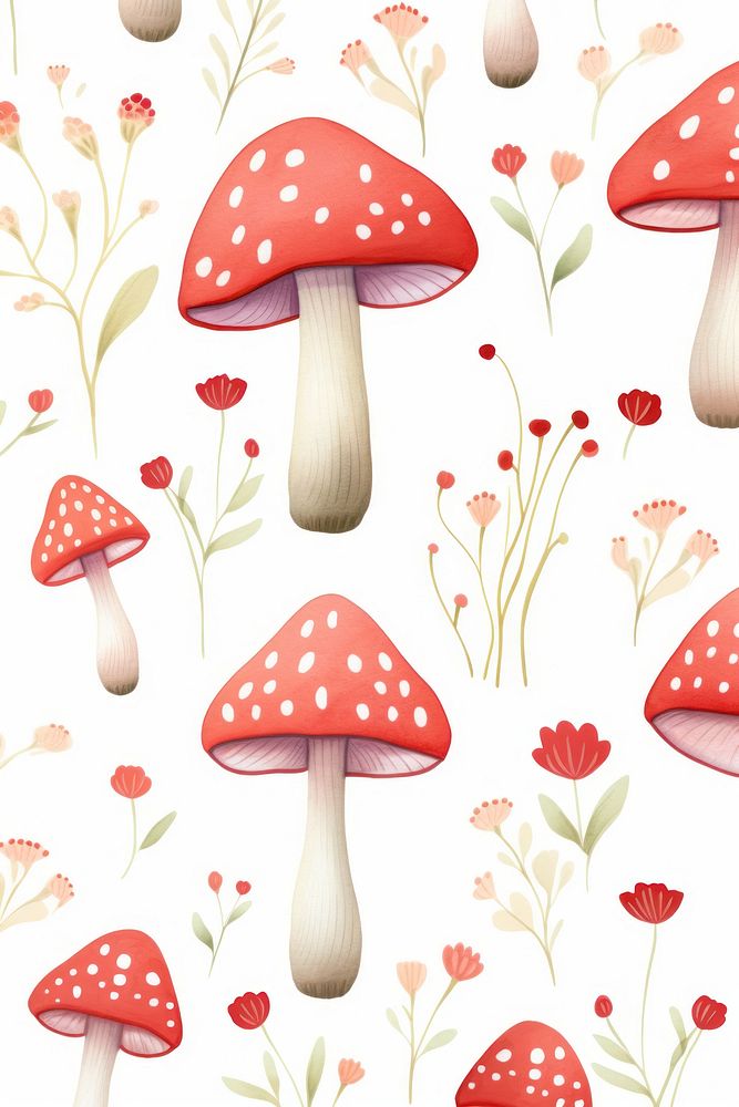 Cute wallpaper mushroom backgrounds pattern. | Free Photo Illustration ...