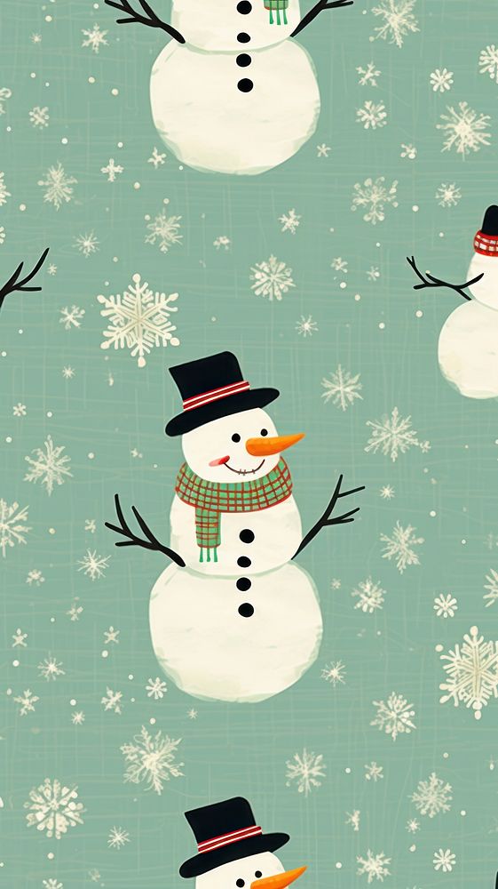 Christmas snowman pattern wallpaper backgrounds | Premium Photo ...