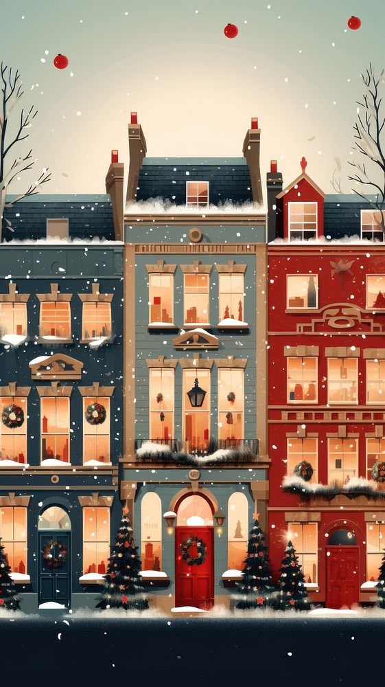 British buildings christmas window city. | Premium Photo Illustration ...