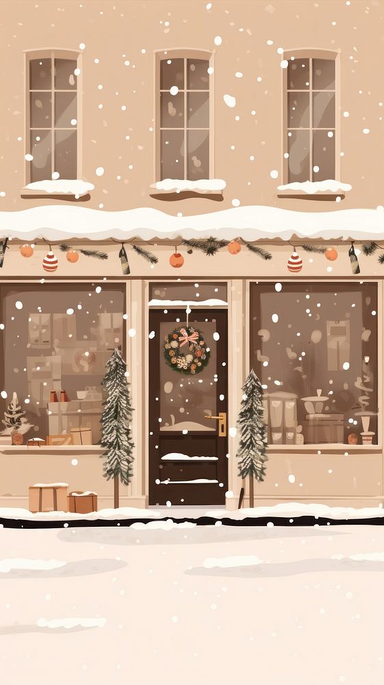 British shop cafe christmas snow | Premium Photo Illustration - rawpixel