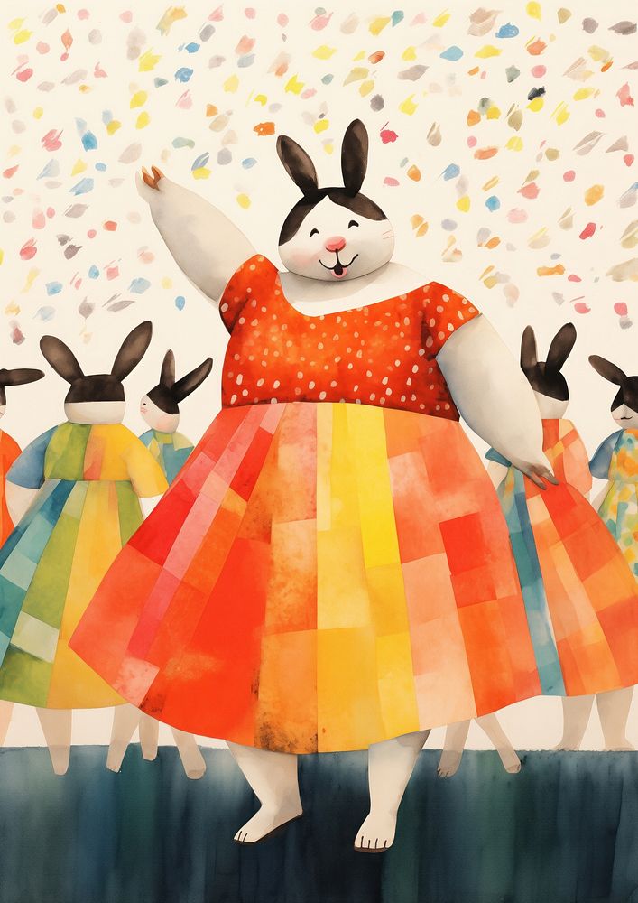 Dancing rabbit, animal paper craft | Free Photo Illustration - rawpixel
