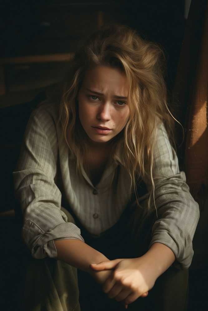 Grief portrait worried sitting | Free Photo - rawpixel