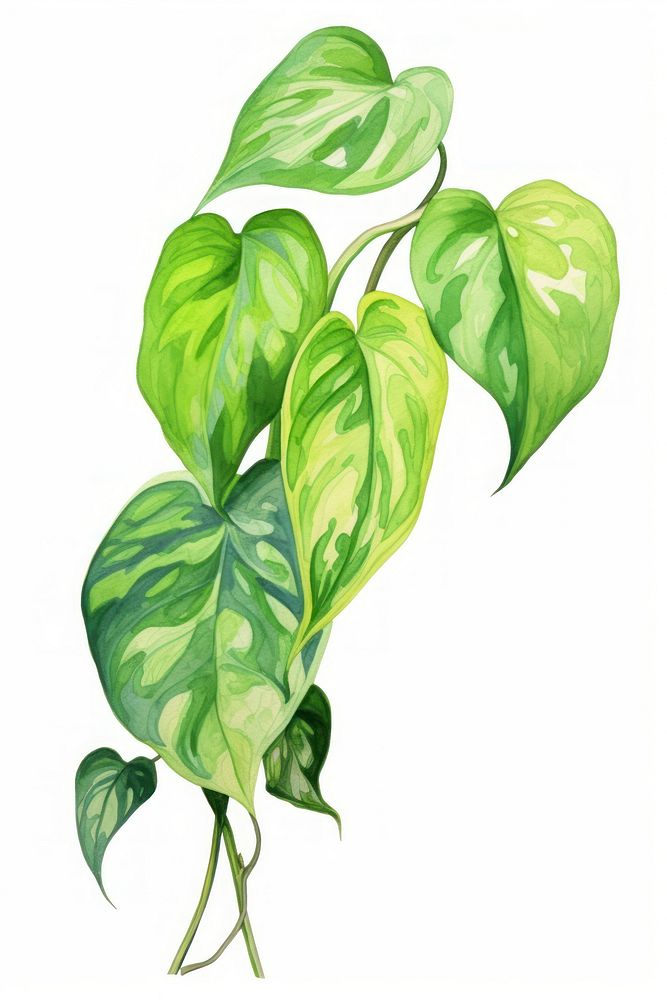 Pothos plant, plants watercolor illustration | Free Photo Illustration ...