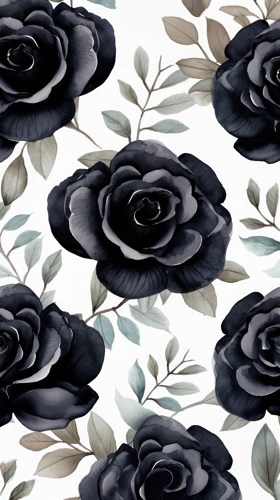 Black rose flower pattern plant | Free Photo Illustration - rawpixel