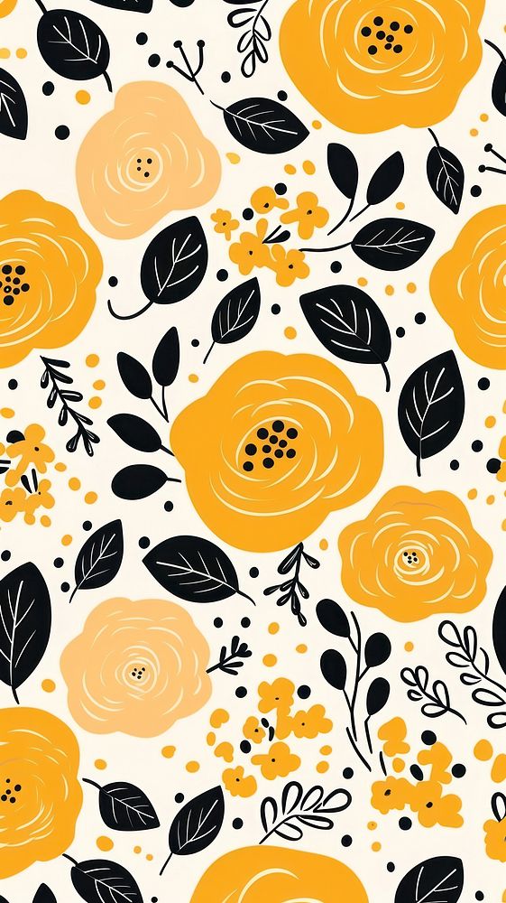 Yellow rose pattern backgrounds wallpaper. | Free Photo Illustration ...