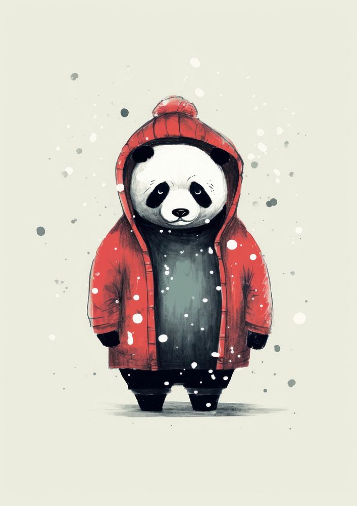 Winter panda cute snow. | Free Photo Illustration - rawpixel