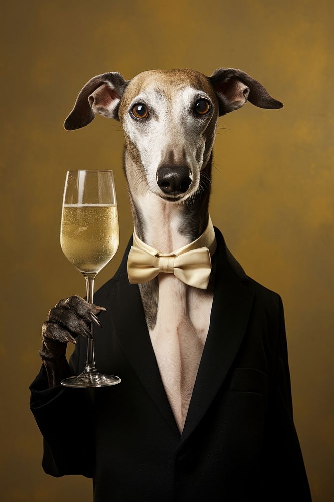Greyhound dog drinking champagne. | Free Photo - rawpixel