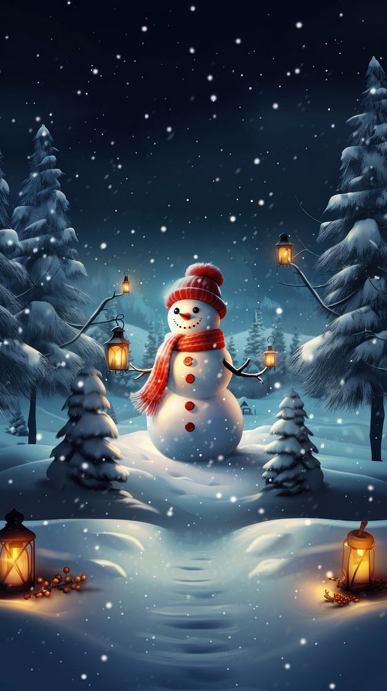 Christmas wallpaper snowman christmas winter. | Free Photo Illustration ...
