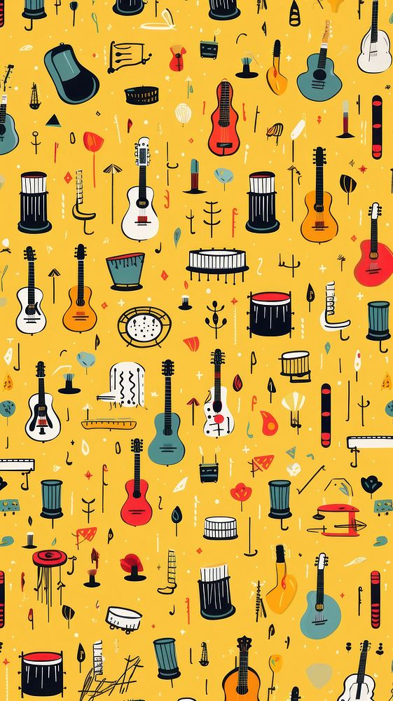 Music instrument pattern backgrounds guitar. | Premium Photo ...