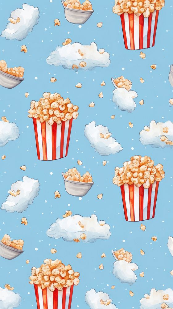 Popcorn backgrounds pattern snack. AI | Free Photo Illustration - rawpixel