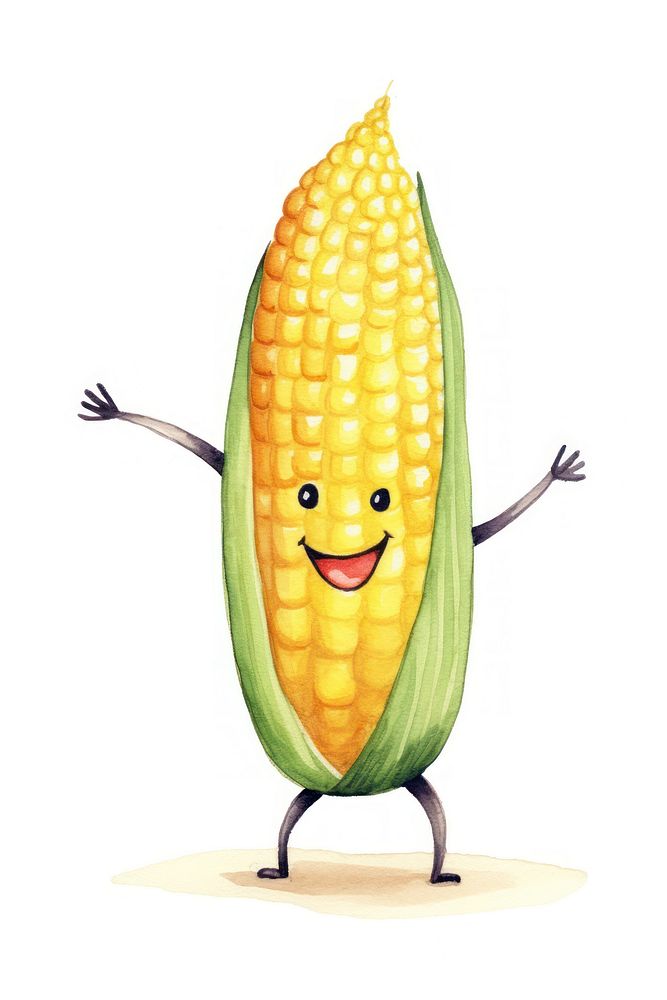 Dancing corn plant food white | Free Photo Illustration - rawpixel