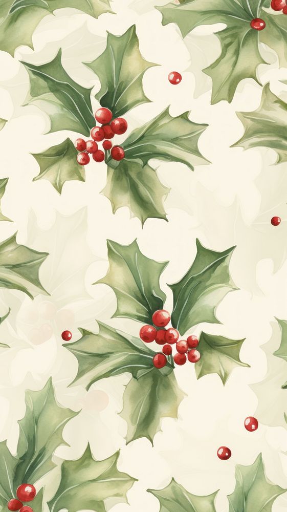 Christmas holly pattern backgrounds plant. | Free Photo Illustration ...