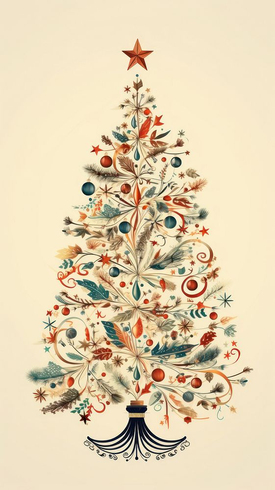 Decorated christmas tree pattern drawing | Premium Photo Illustration ...