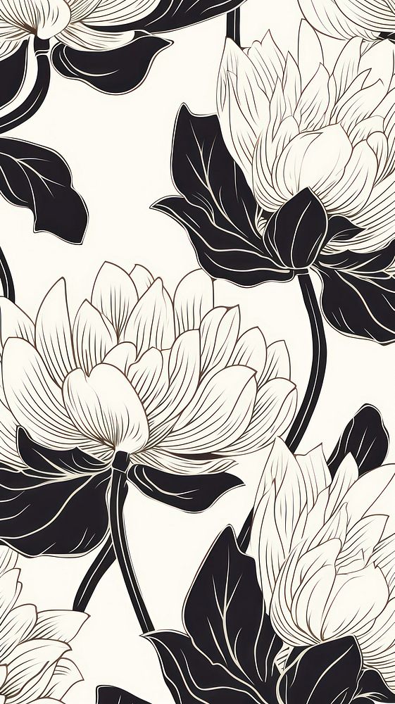 Chinese lotus pattern plant white. | Free Photo Illustration - rawpixel