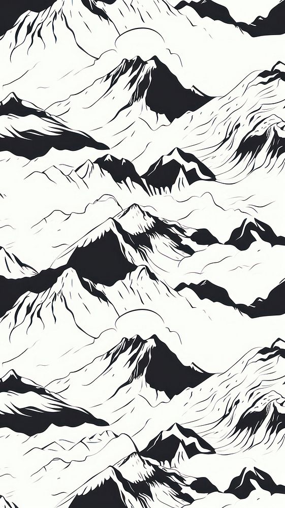 Mountains pattern white line. AI | Free Photo Illustration - rawpixel