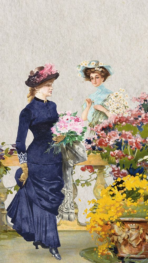 Victorian women iPhone wallpaper, vintage | Premium Photo Illustration ...