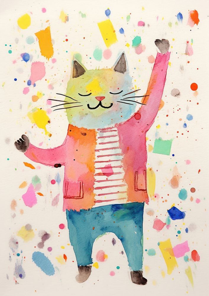 Happy cat celebrating art painting | Premium Photo Illustration - rawpixel