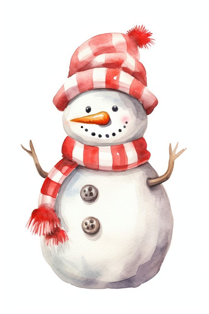 Cute snowman wearing santa hat | Premium Photo Illustration - rawpixel