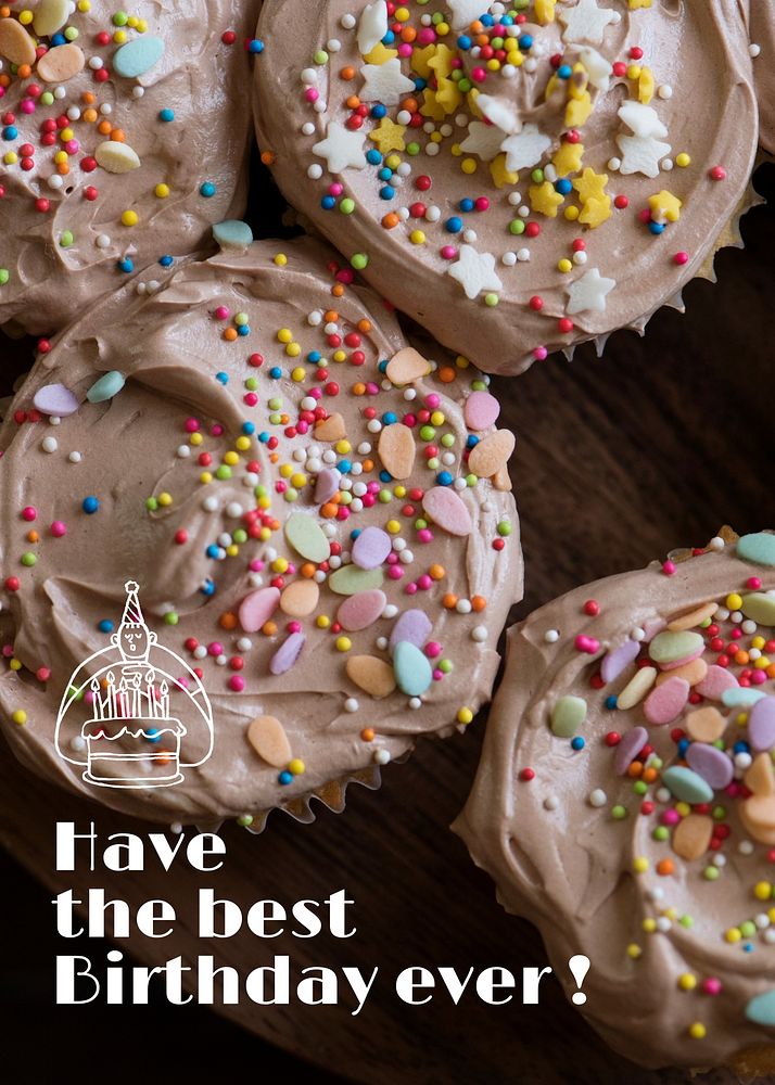 Birthday cupcakes card template | Free Photo - rawpixel
