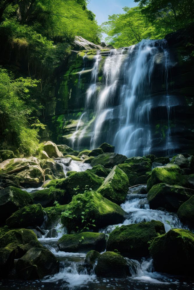 Waterfall nature vegetation landscape. | Premium Photo - rawpixel