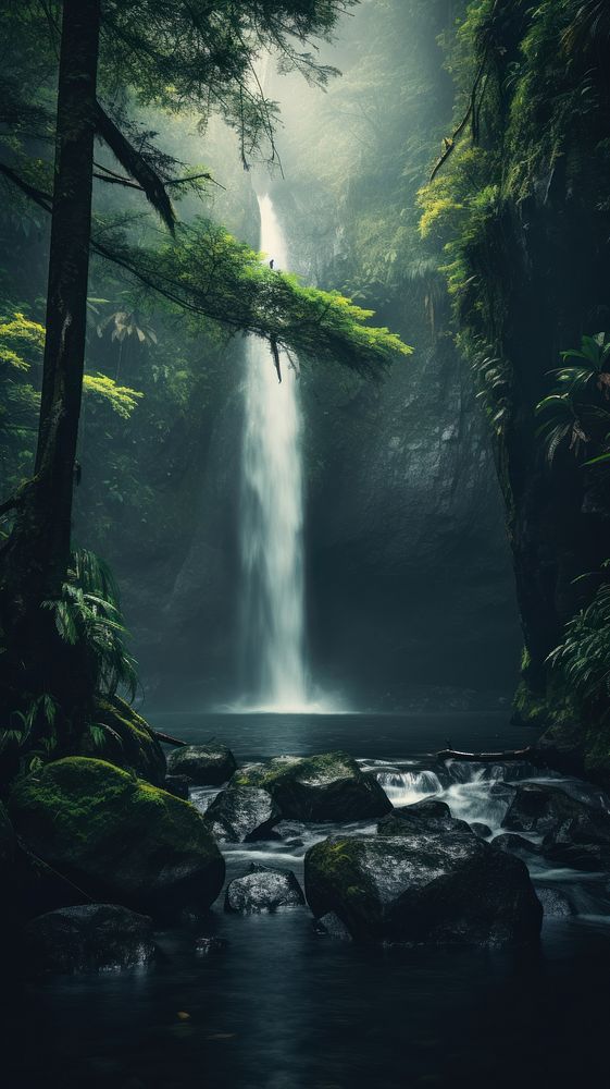 Waterfall forest landscape outdoors. | Free Photo - rawpixel