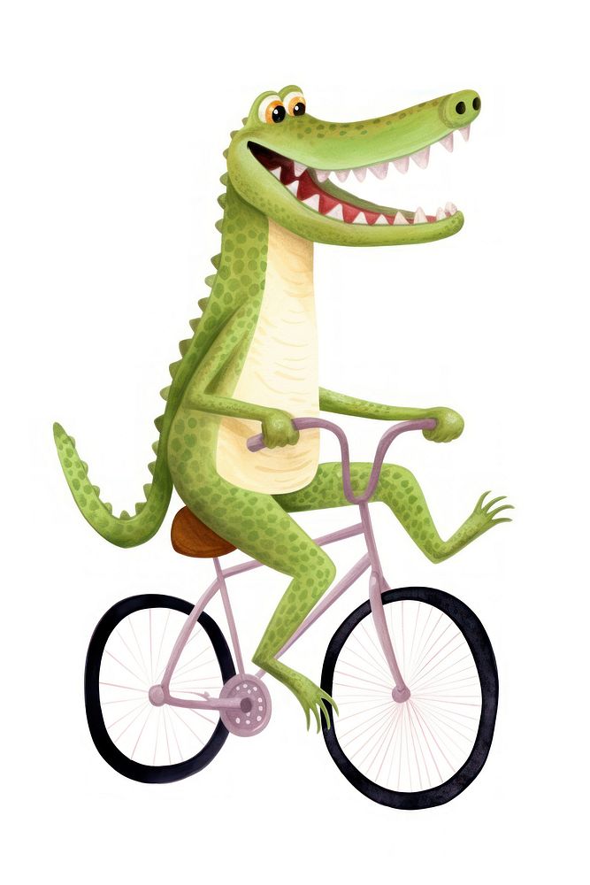 Crocodile riding bicycle vehicle drawing | Free Photo Illustration ...