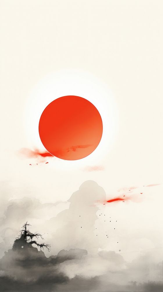 Chinese cloud and red sun | Free Photo Illustration - rawpixel
