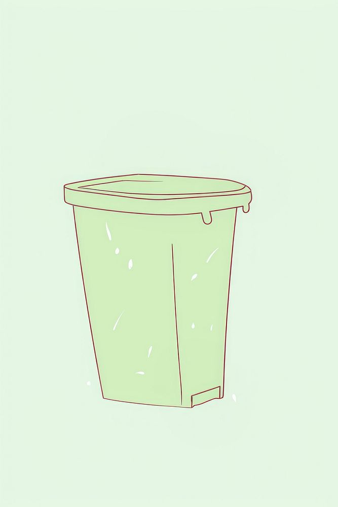 Green trashcan cartoon line flowerpot. | Premium Photo Illustration ...