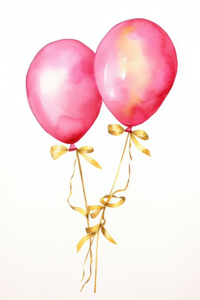 2 Pink balloons ribbon pink | Free Photo Illustration - rawpixel