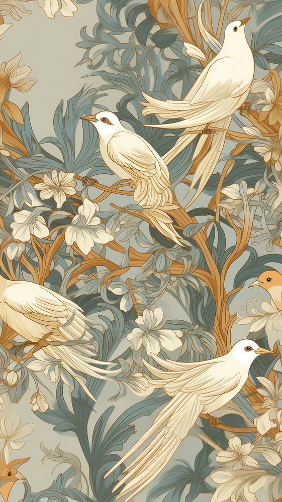 Birds art wallpaper pattern. AI | Free Photo Illustration - rawpixel