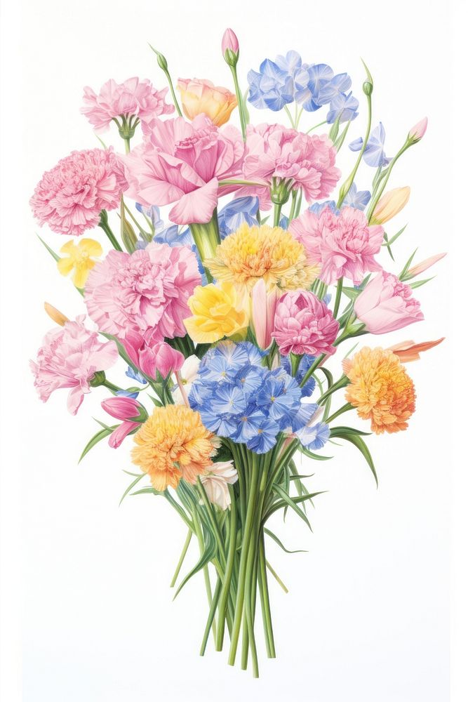 Bouquet pastel tulips and carnations | Premium Photo Illustration ...