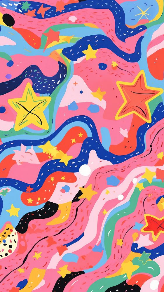 Vibrant star pattern abstract painting | Free Photo Illustration - rawpixel
