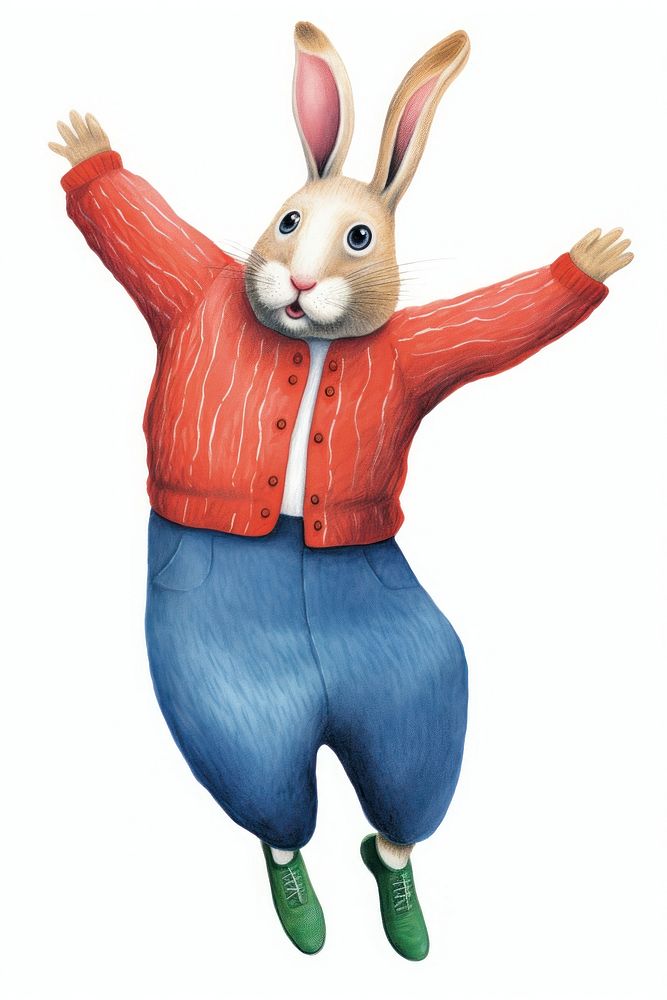 Rabbit wearing pants jumping mammal | Premium Photo Illustration - rawpixel