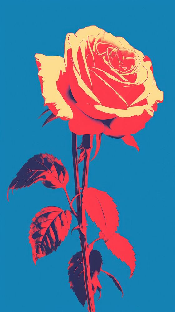 Minimal rose flower plant art. | Premium Photo Illustration - rawpixel